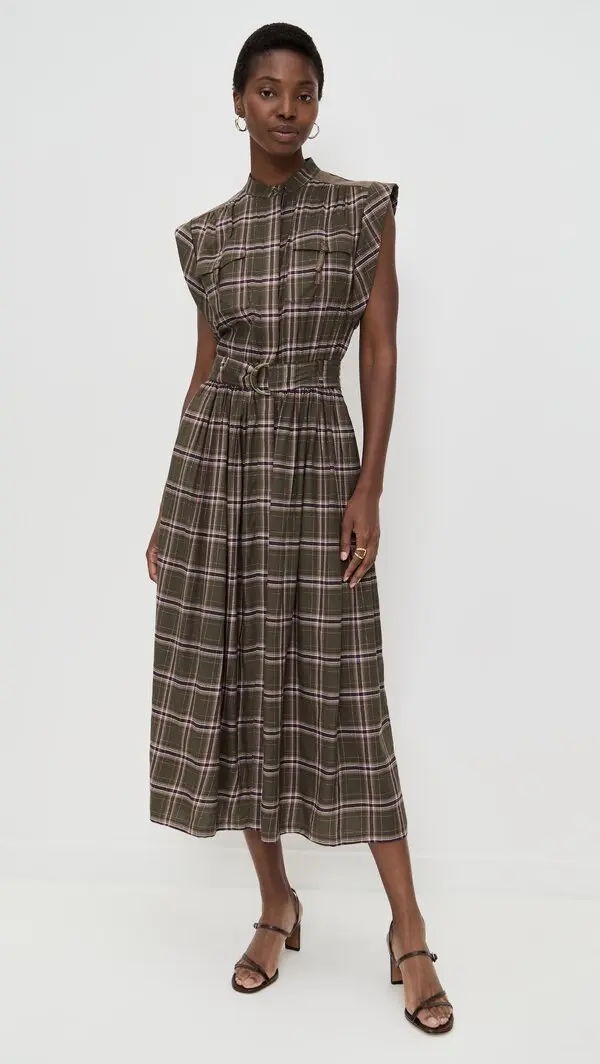 Ramy Brook Joe Midi Dress With Plaid Pattern