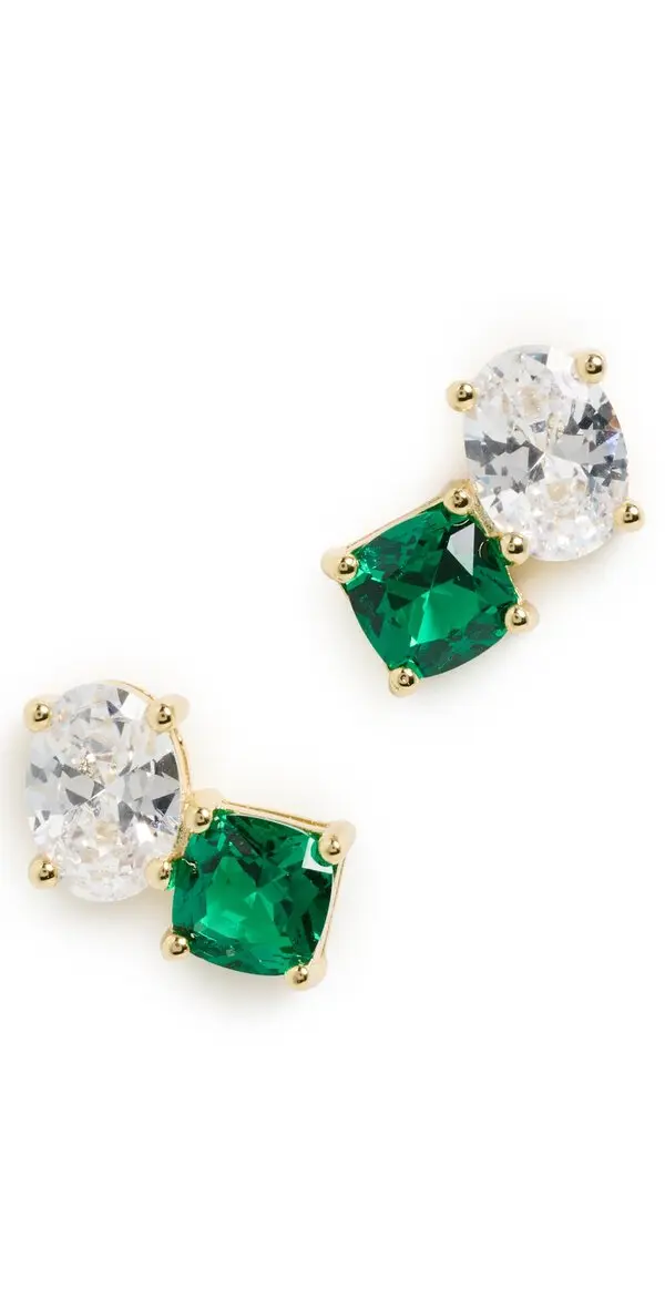 BY ADINA EDEN Cz Pear And Emerald Stud Earrings - Emerald Green