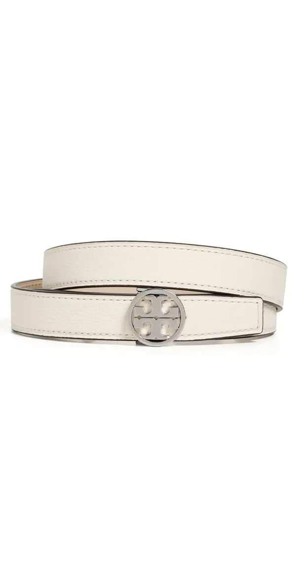 Tory Burch Miller Reversible Belt - Warm White/light Stone/silver