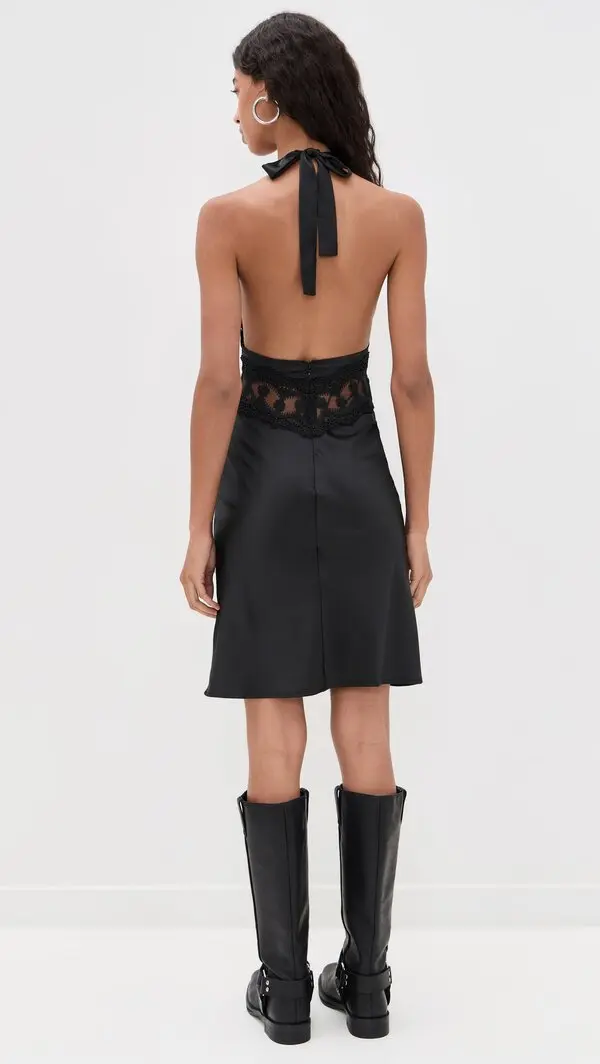 Lioness Solana Midi Dress With Lace Trim - Onyx - 70% Off | Editorialist