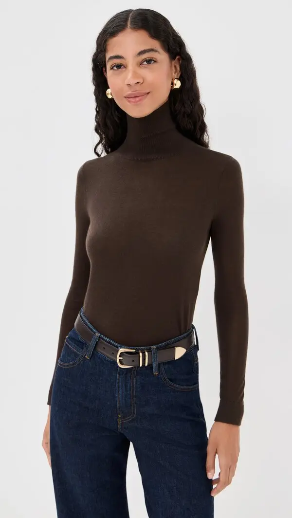 Co Long Sleeve Cashmere Turtleneck - Chocolate