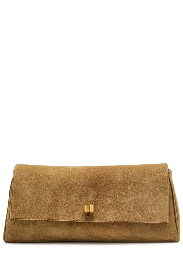 Khaite Audrey Suede Clutch - Brown