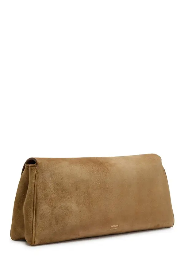 Khaite Audrey Suede Clutch - Brown