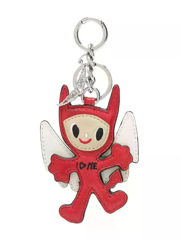 Zadig&Voltaire Happy Devil Leather Keyring - Red