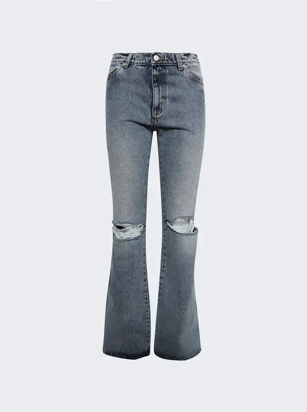 Natasha Zinko Distressed Knees Flared Jeans - Blue