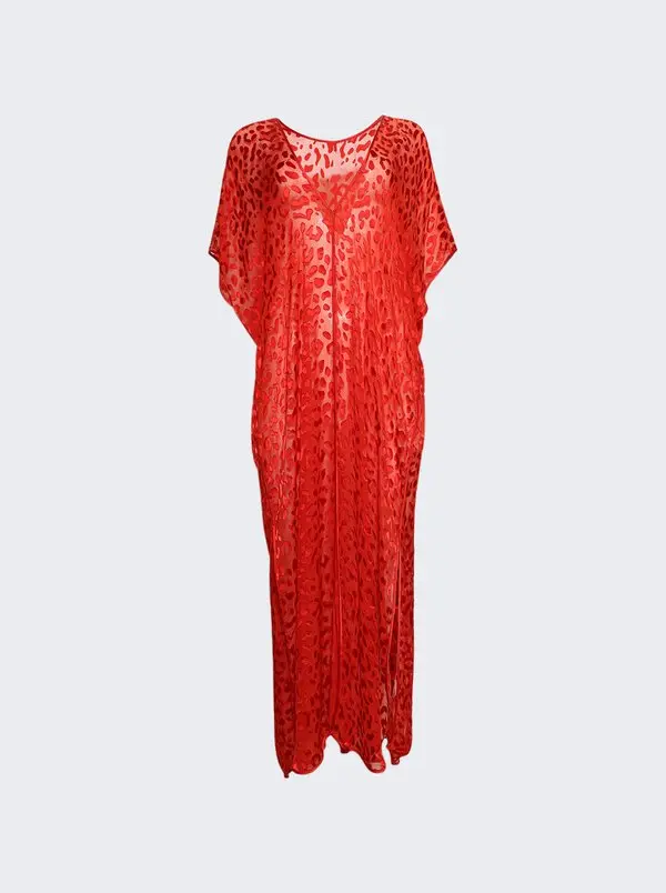 GRACE FAENA Leopard Burnout Kimono - Red