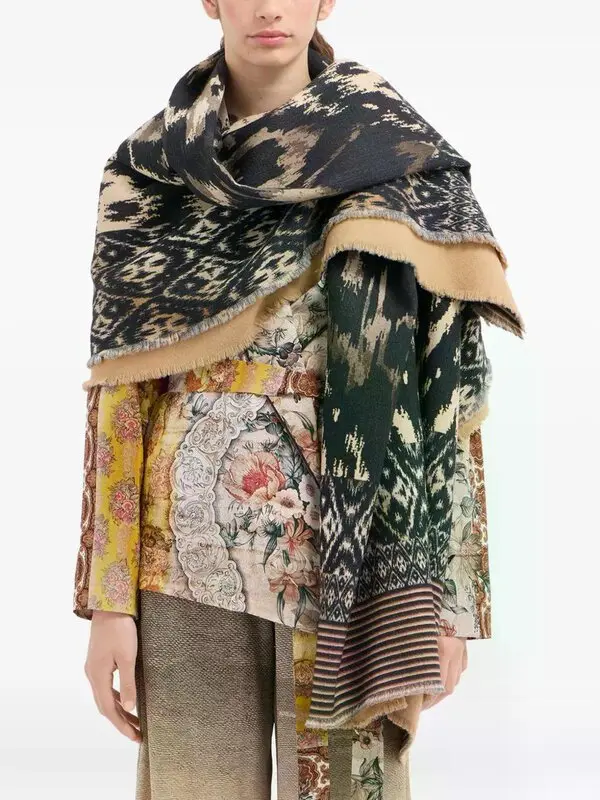 PIERRE-LOUIS MASCIA Abstract-pattern Frayed Scarf