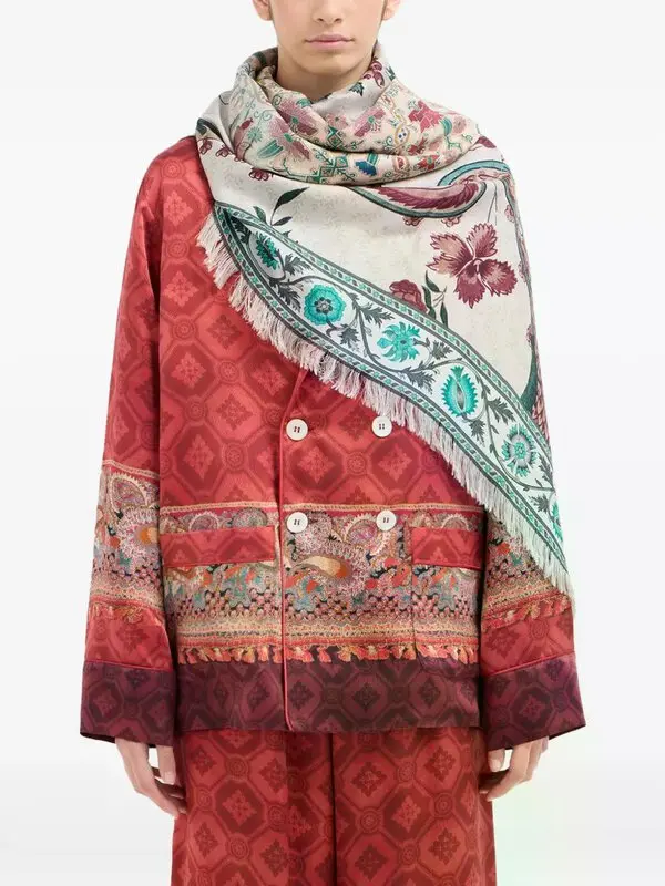 PIERRE-LOUIS MASCIA Paisley-floral Print Scarf - Neutrals