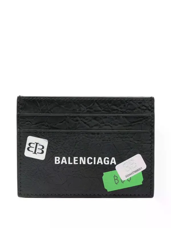 Balenciaga Logo-plaque Leather Cardholder - Black