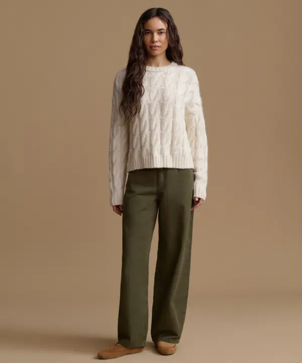 Jenni Kayne Cable Serena Crewneck - Ivory