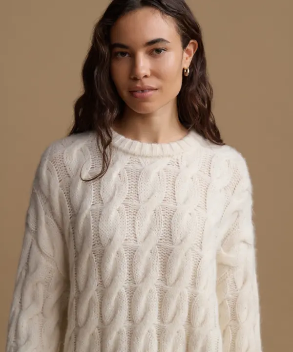 Jenni Kayne Cable Serena Crewneck - Ivory