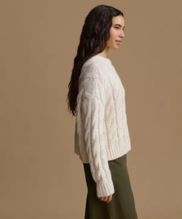 Jenni Kayne Cable Serena Crewneck - Ivory