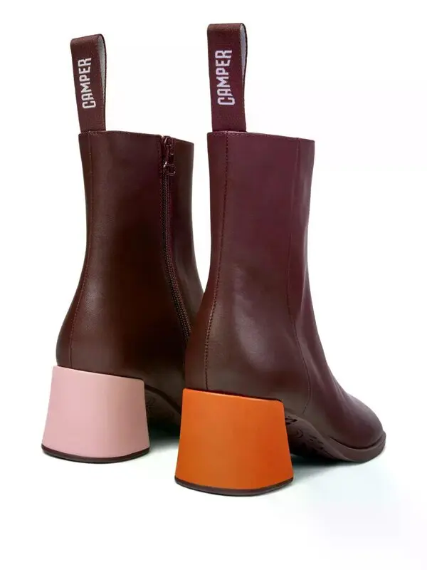 Camper Twins Leather Geometric-heel Ankle Boots