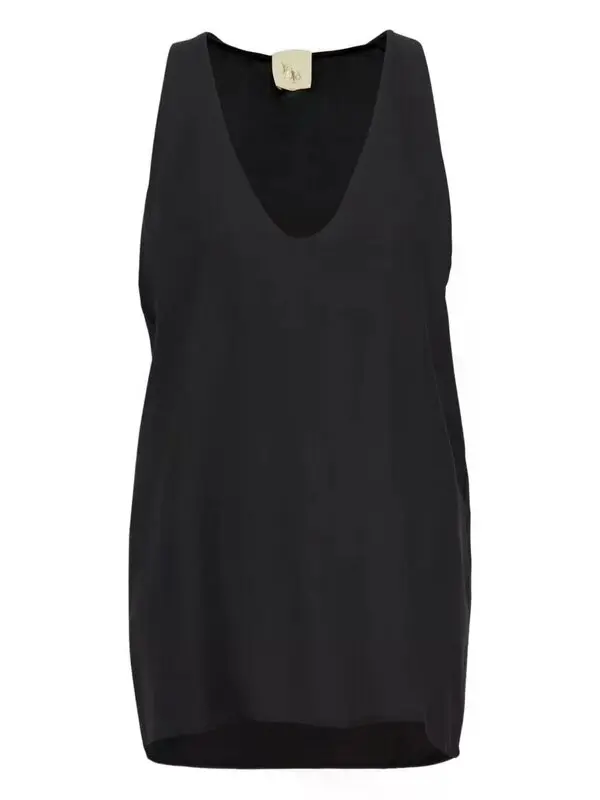 PAULA Silk V-neck Tank Top - Black