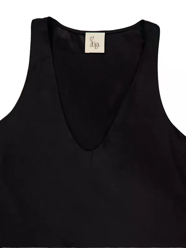 PAULA Silk V-neck Tank Top - Black
