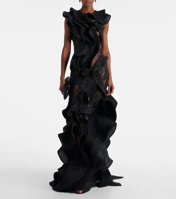Maticevski Ellipsoid Wave Ruffled Gown