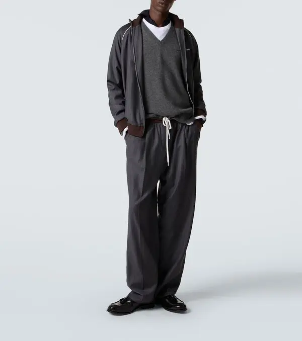 Miu Miu Logo Pinstripe Virgin Wool Track Jacket