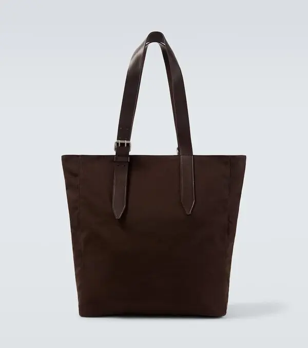 Dries Van Noten Leather-trimmed Cotton Canvas Tote Bag - Brown