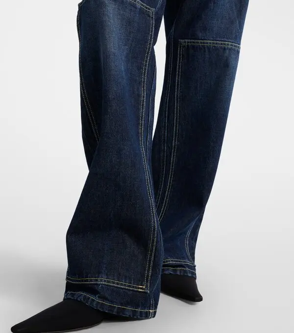 JEAN PAUL GAULTIER Cutout High-rise Wide-leg Jeans - Blue
