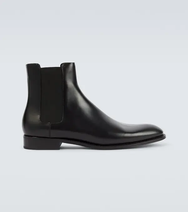 Saint Laurent Adrien Leather Chelsea Boots - Black