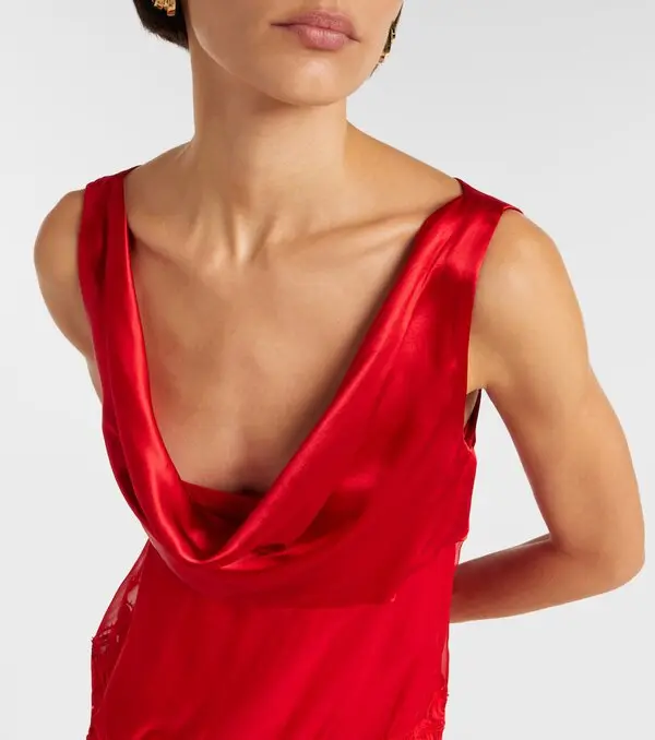 FERRAGAMO Draped Silk Midi Dress - Red