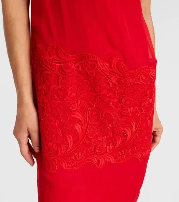 FERRAGAMO Draped Silk Midi Dress - Red