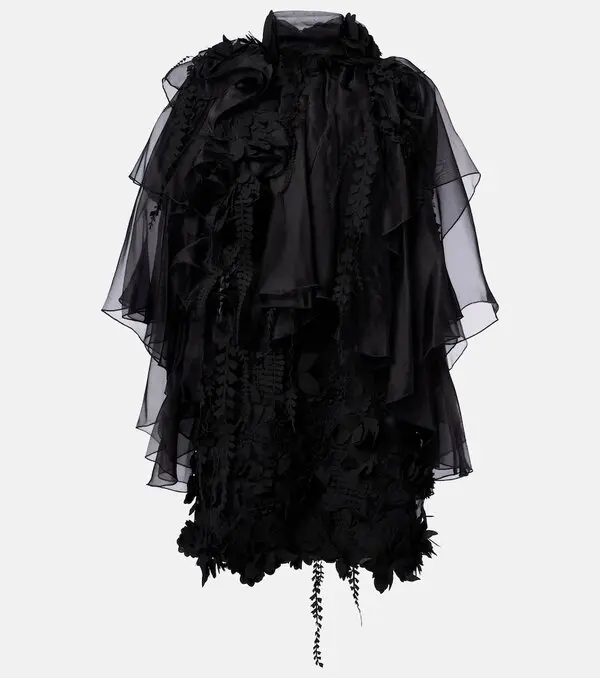 Zimmermann Hypnotic Floral-appliqué Minidress - Black