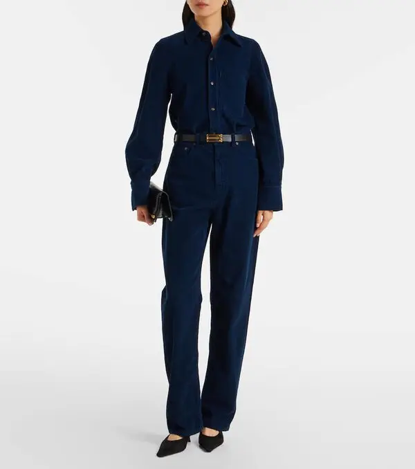 Victoria Beckham Cotton Corduroy Shirt - Blue