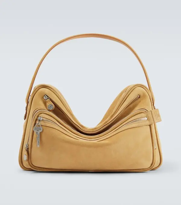 Acne Studios Camero Suede Shoulder Bag - Beige