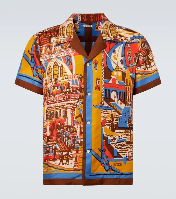 BODE Manhattan Island Printed Silk Bowling Shirt - Multicoloured