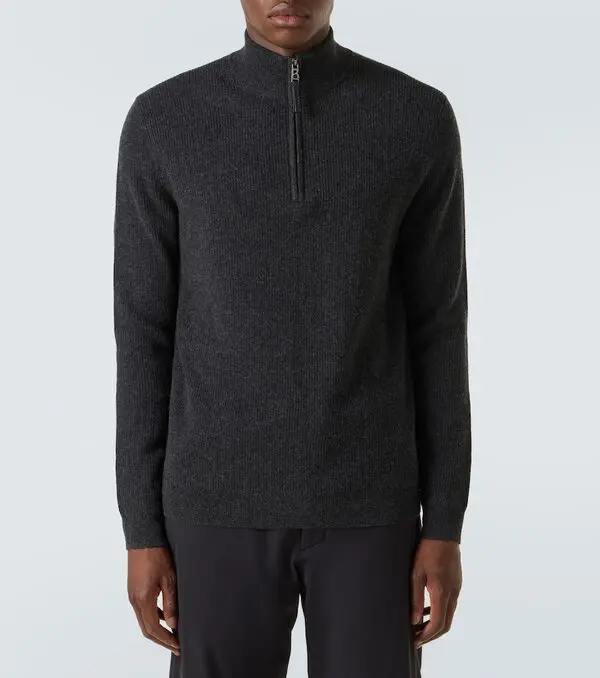 Bogner Derek 1 Wool And Cashmere Quarter Zip Sweater - Grey