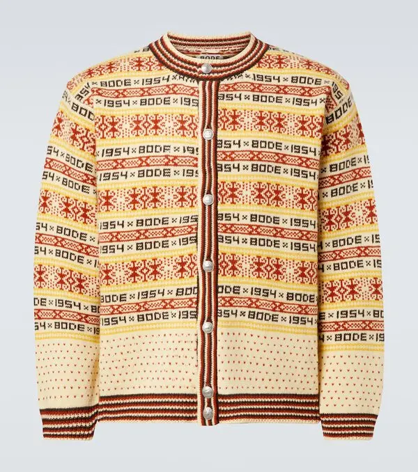 BODE Marzipan Jacquard Wool Cardigan - Multicoloured