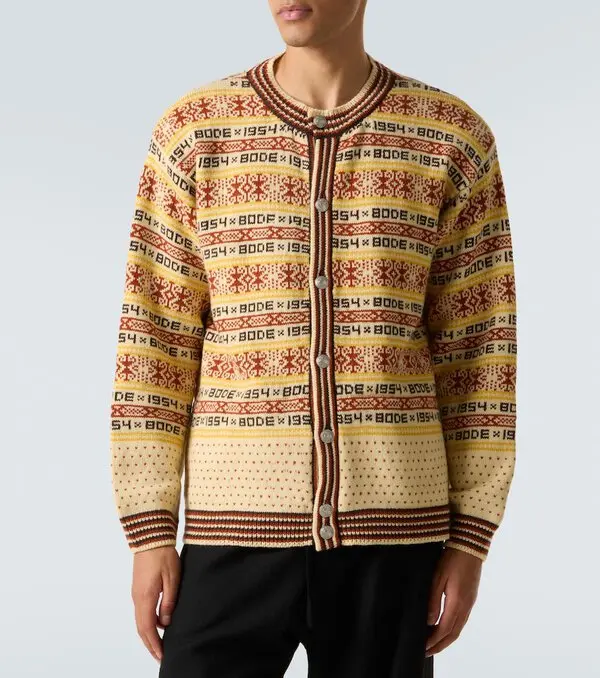 BODE Marzipan Jacquard Wool Cardigan - Multicoloured