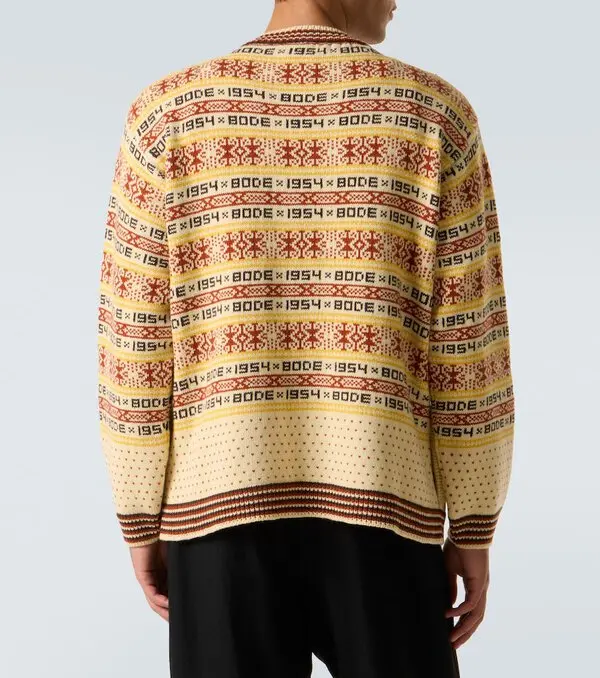 BODE Marzipan Jacquard Wool Cardigan - Multicoloured