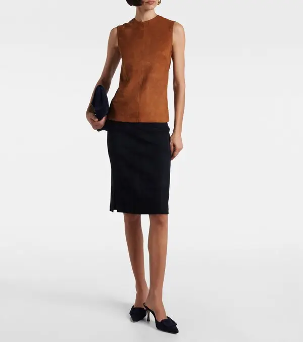 Stouls Gin Suede Pencil Skirt - Blue