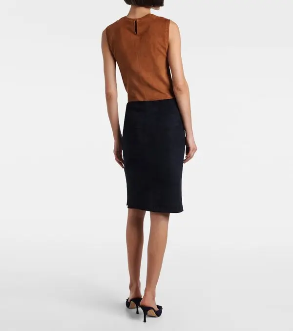 Stouls Gin Suede Pencil Skirt - Blue