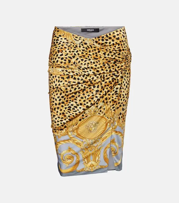 Versace Printed Gathered Jersey Miniskirt - Multicoloured