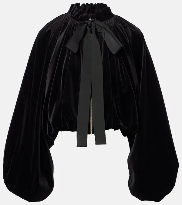 PATOU Bow-detail Velvet Jacket - Black