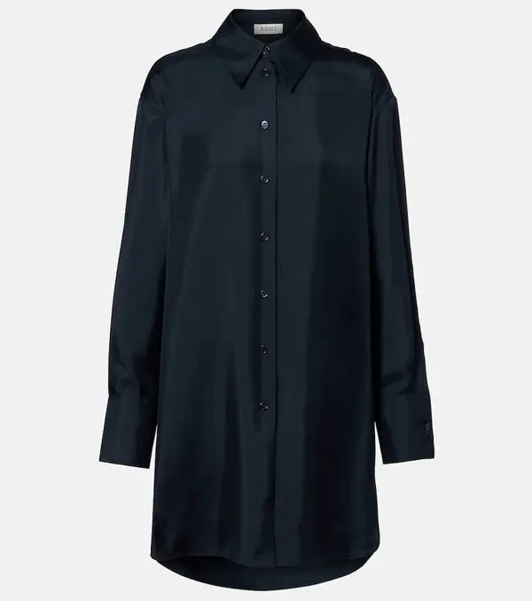 RÓHE Oversized Silk Satin Shirt - Blue