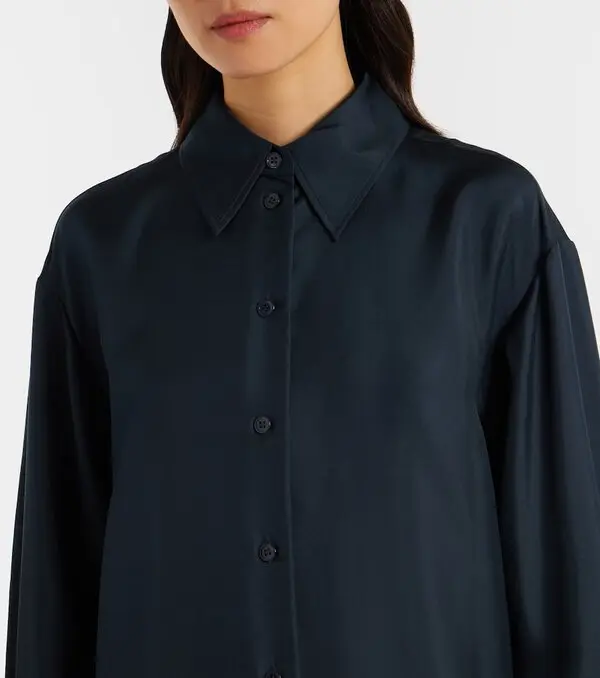 RÓHE Oversized Silk Satin Shirt - Blue
