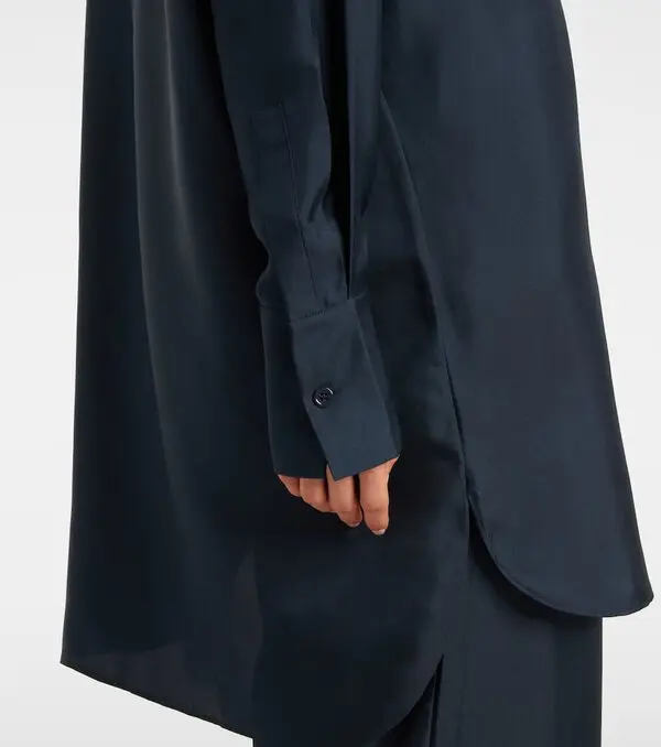 RÓHE Oversized Silk Satin Shirt - Blue