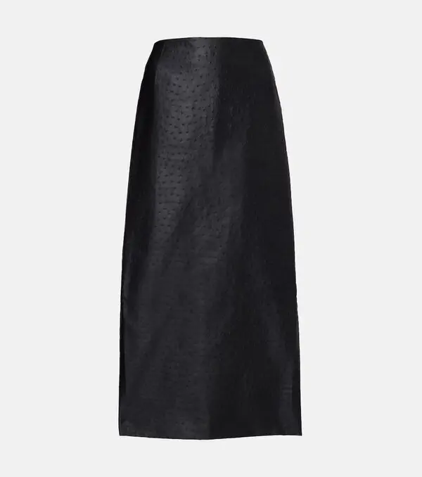 RÓHE Embossed High-rise Midi Skirt - Black
