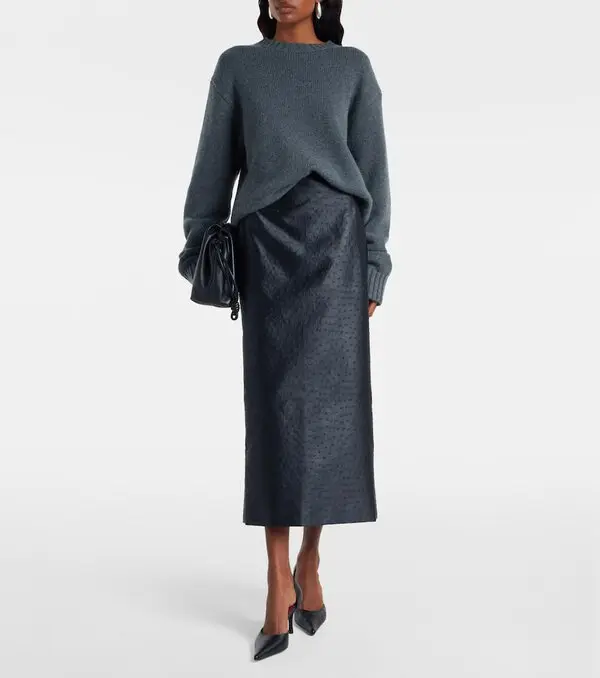 RÓHE Embossed High-rise Midi Skirt