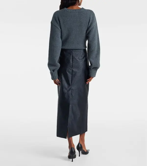 RÓHE Embossed High-rise Midi Skirt
