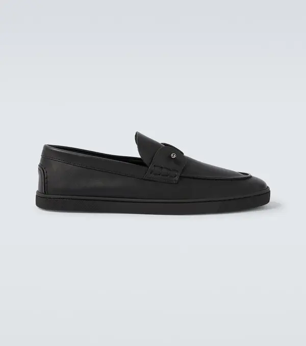CHRISTIAN LOUBOUTIN Chambeliboat Leather Slip-on Shoes - Black