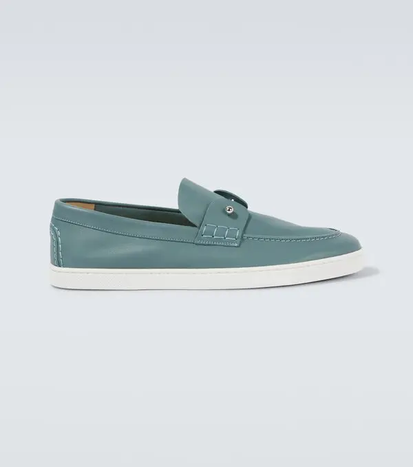 CHRISTIAN LOUBOUTIN Chambeliboat Leather Slip-on Shoes - Blue