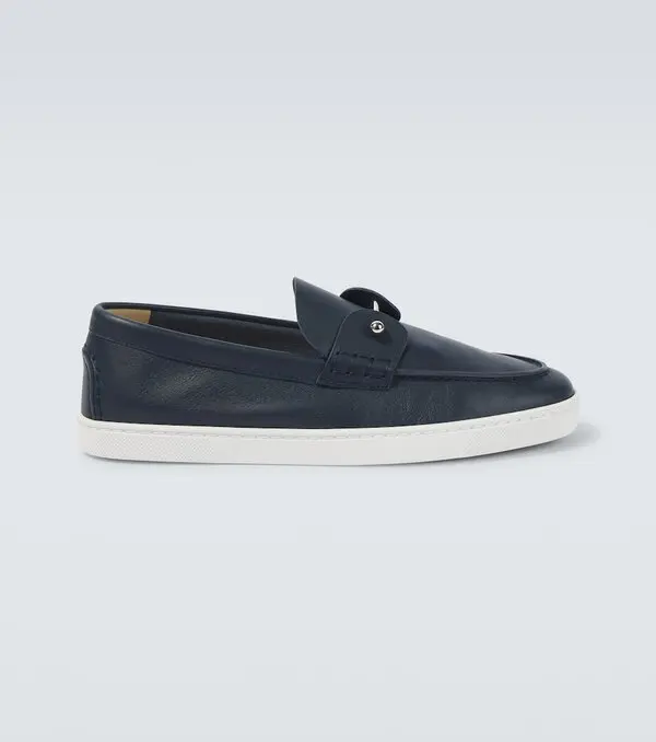 CHRISTIAN LOUBOUTIN Chambeliboat Leather Slip-on Shoes - Blue