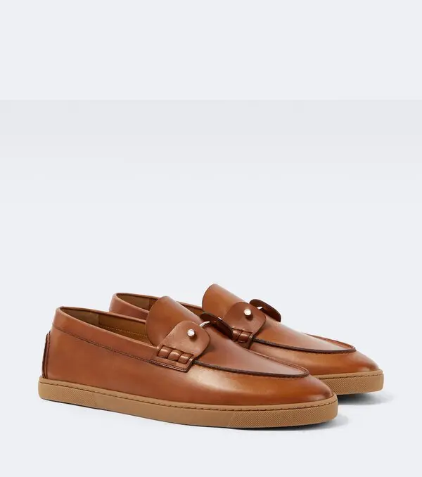 CHRISTIAN LOUBOUTIN Chambeliboat Leather Slip-on Shoes - Brown