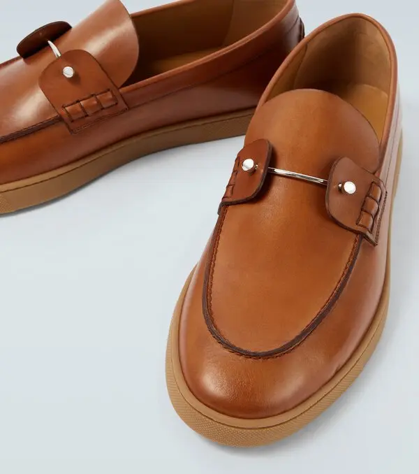 CHRISTIAN LOUBOUTIN Chambeliboat Leather Slip-on Shoes - Brown