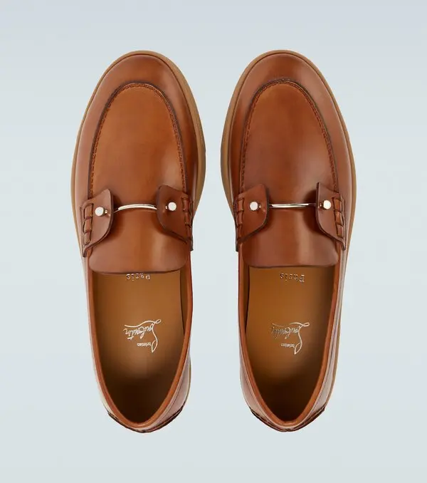 CHRISTIAN LOUBOUTIN Chambeliboat Leather Slip-on Shoes - Brown